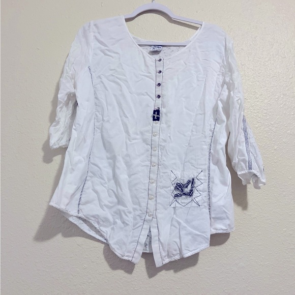 Parsley & Sage | Tops | Parsley Sage Button Down White Bird Bell Sleeve ...